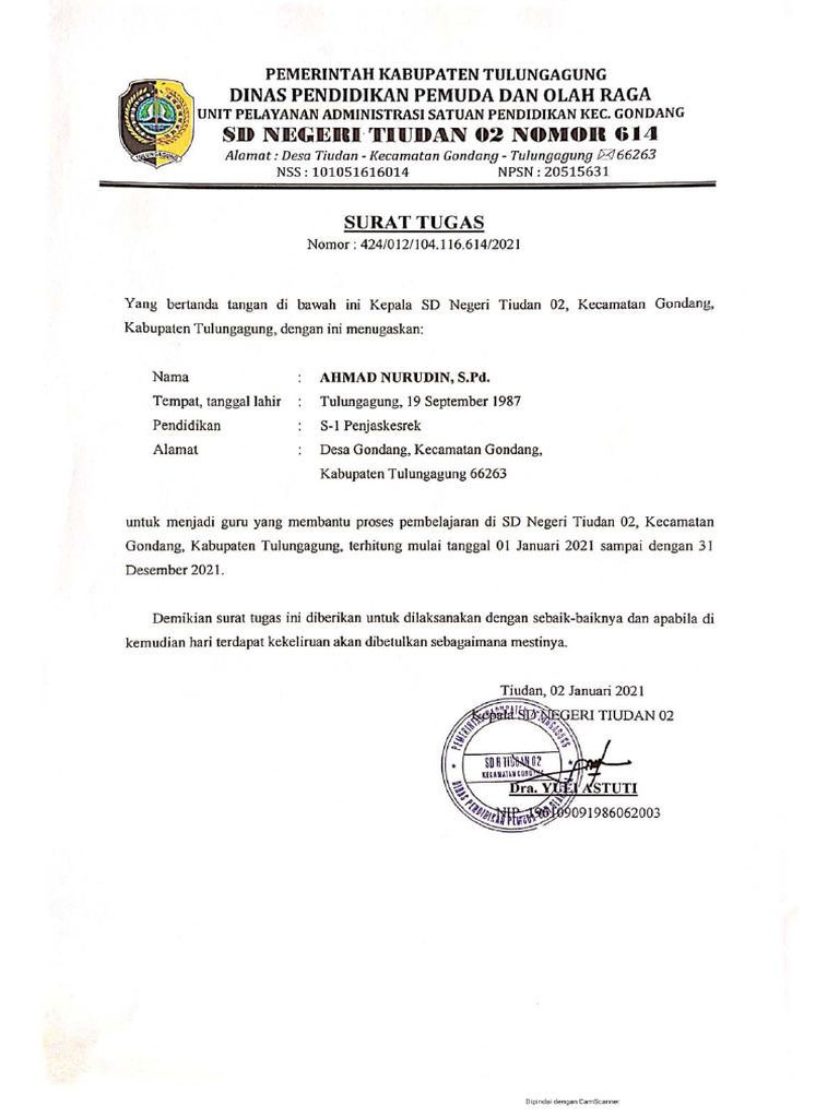 Surat Tugas GTT | PDF