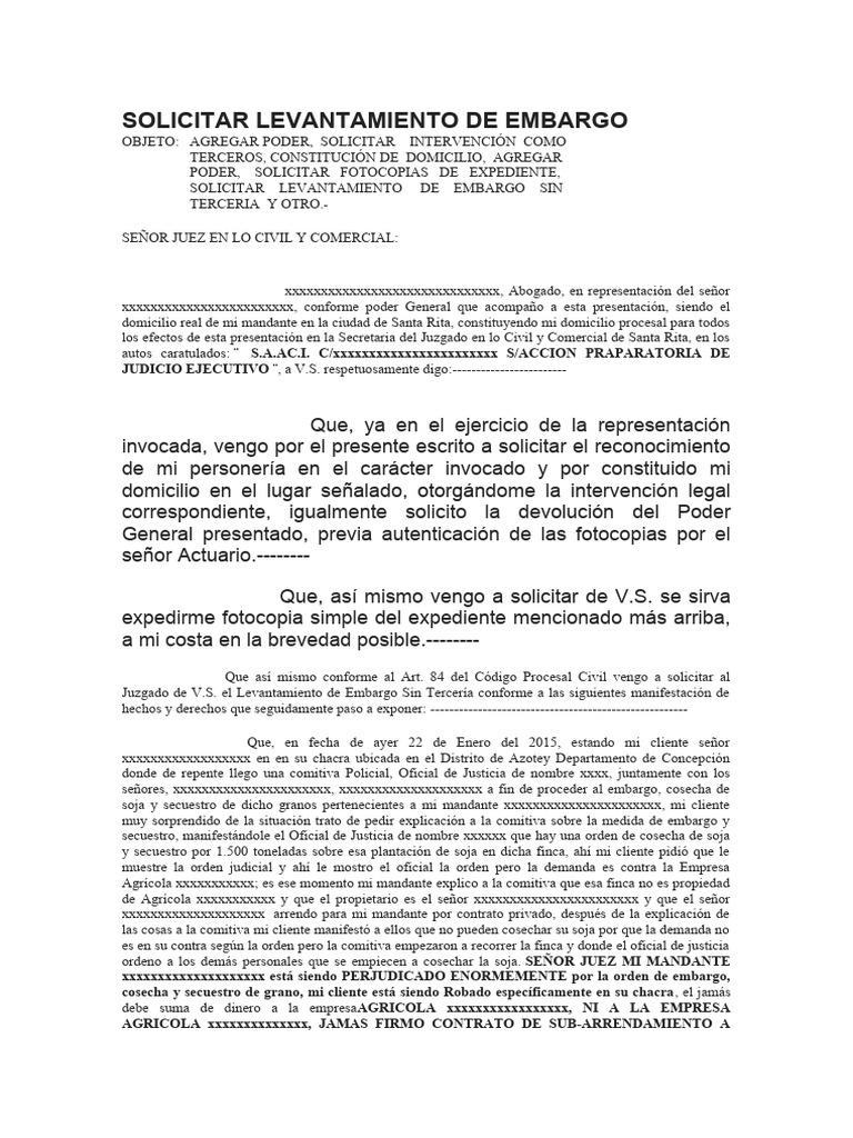 Levantamiento de Embargo | PDF | Propiedad | Justicia