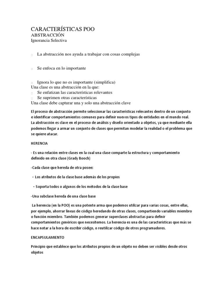 Características Poo: Abstracción | PDF | Objeto (informática ...