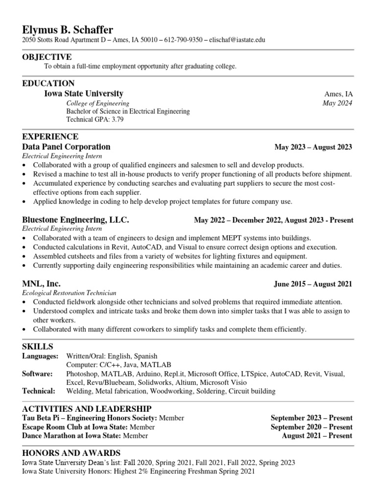 eli schaffer resume 9 | PDF