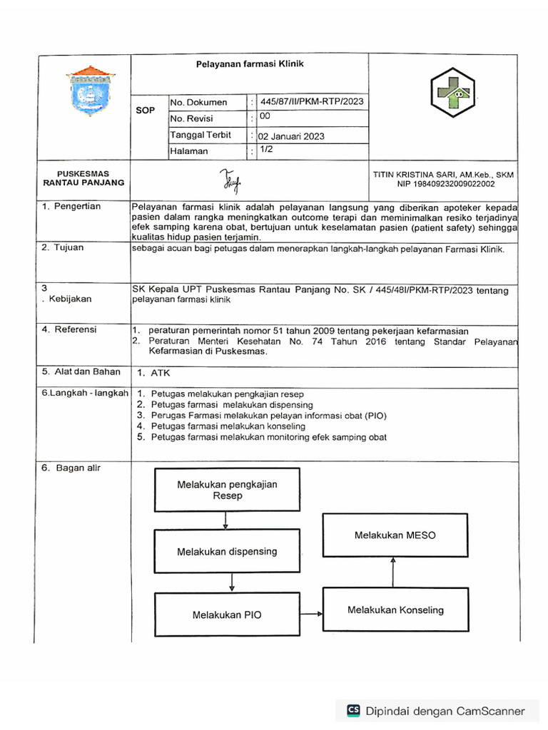 Bab.3.10.C. SOP Pelayanan Farmasi Klinik | PDF