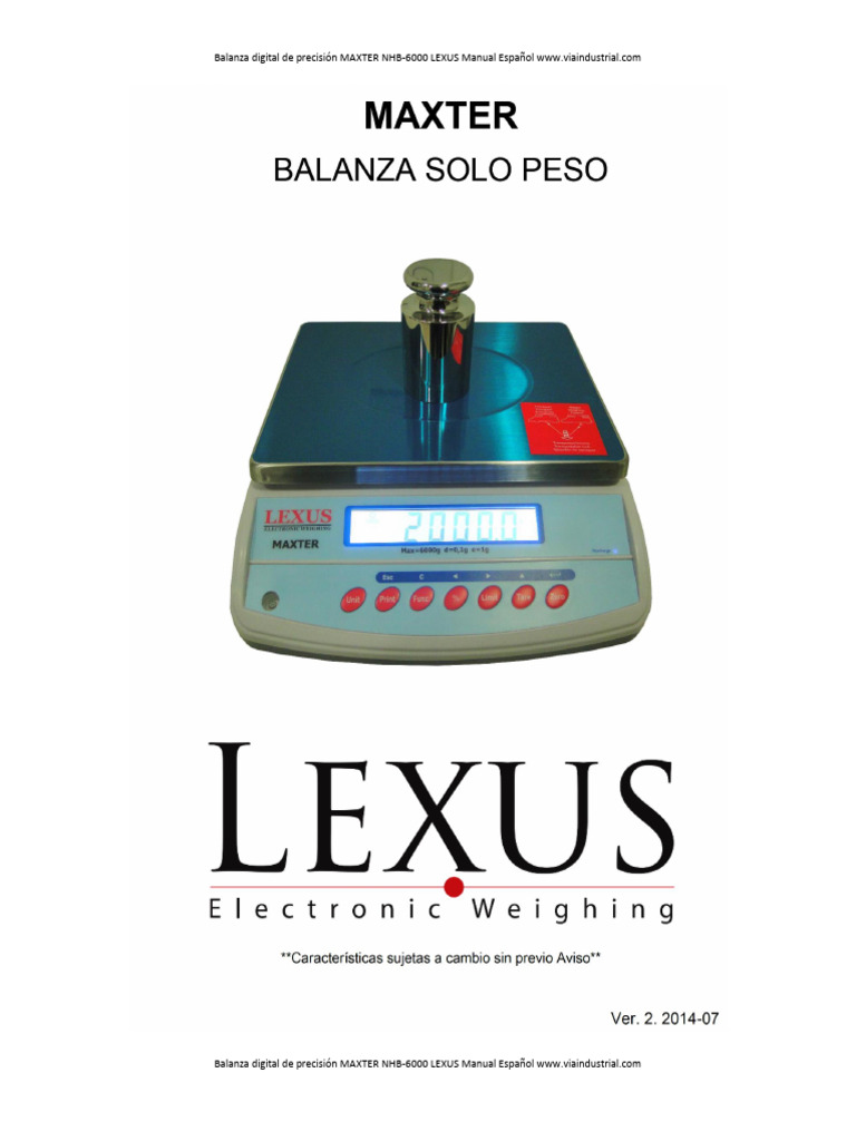 Balanza Digital de Precision Maxter NHB 6000 Lexus Manual Espanol | PDF