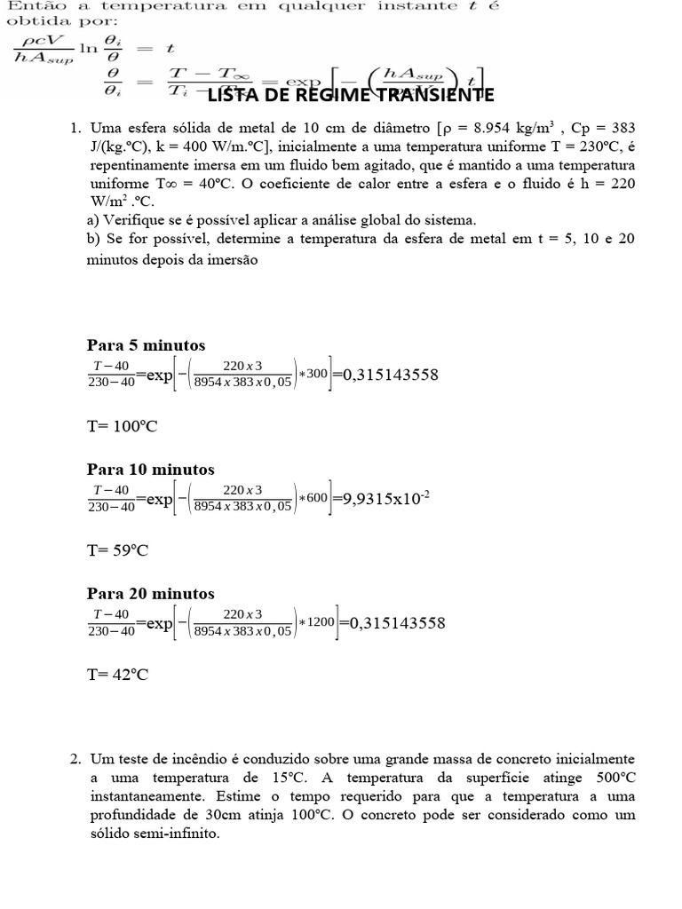 Lista de Regime Transiente: para 5 Minutos | PDF | Métodos e Materiais ...