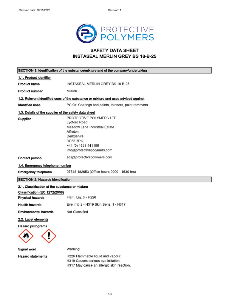 Instaseal Dark Grey SDS | PDF