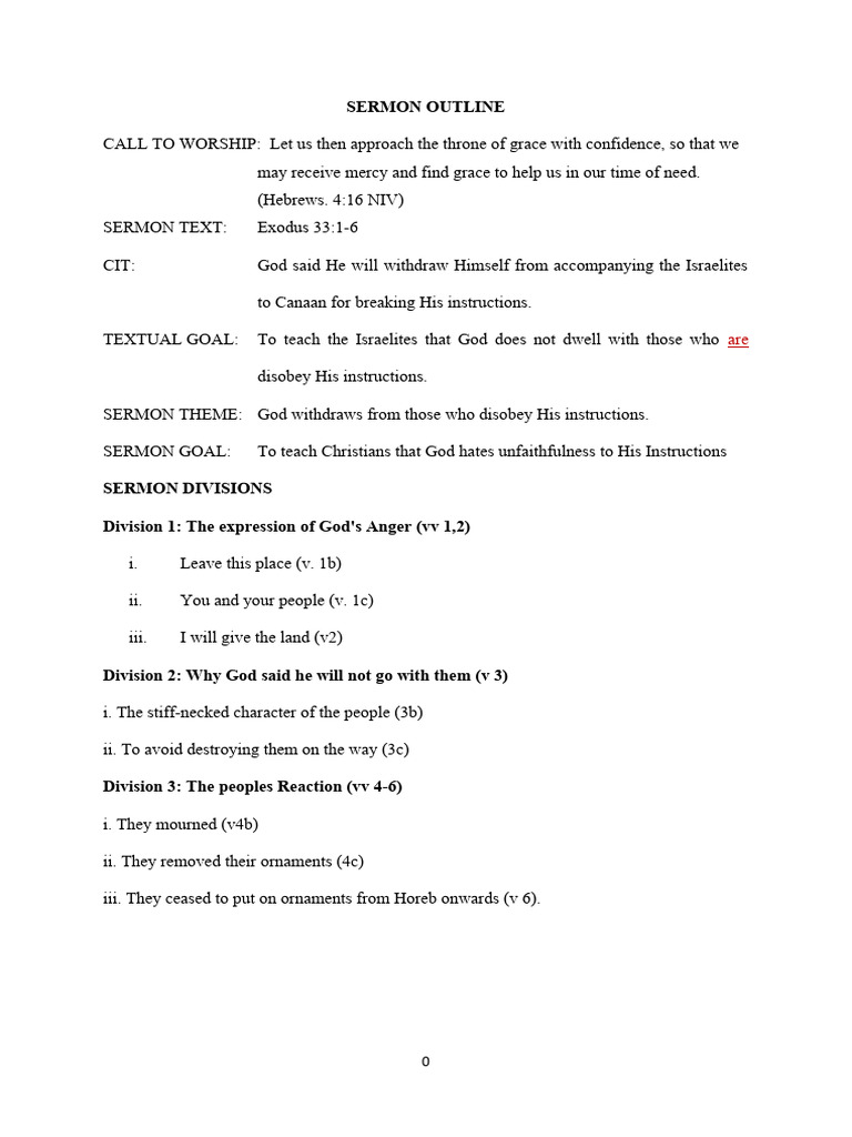 SERMON OUTLINE Atuur | PDF