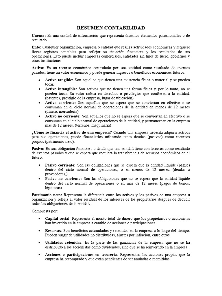 RESUMEN CONTABILIDAD | PDF | Contabilidad | Compartir (Finanzas)