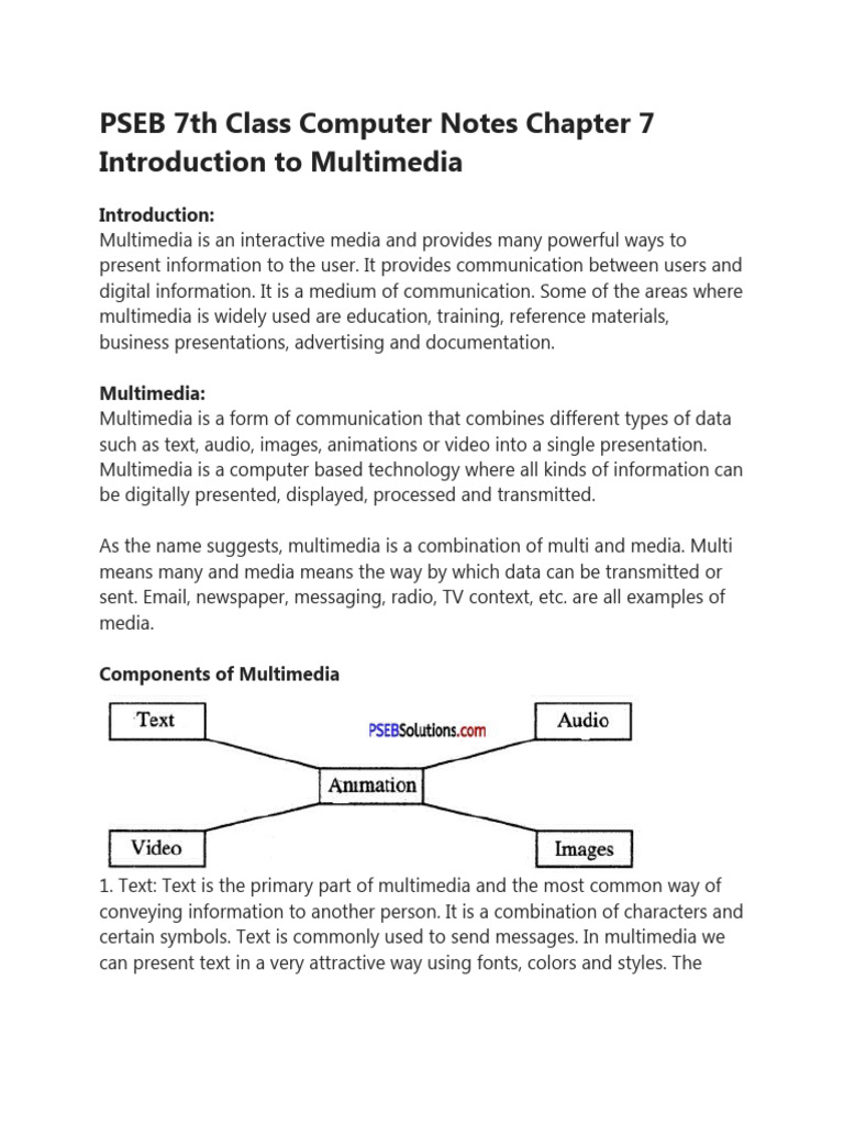 Chapter 7 Introduction to Multimedia | PDF | Multimedia | Data Compression