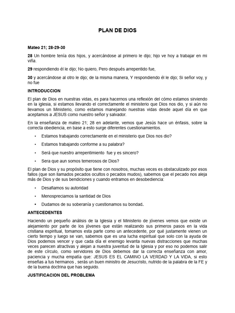 Plan de Dios para Tu Vida | PDF
