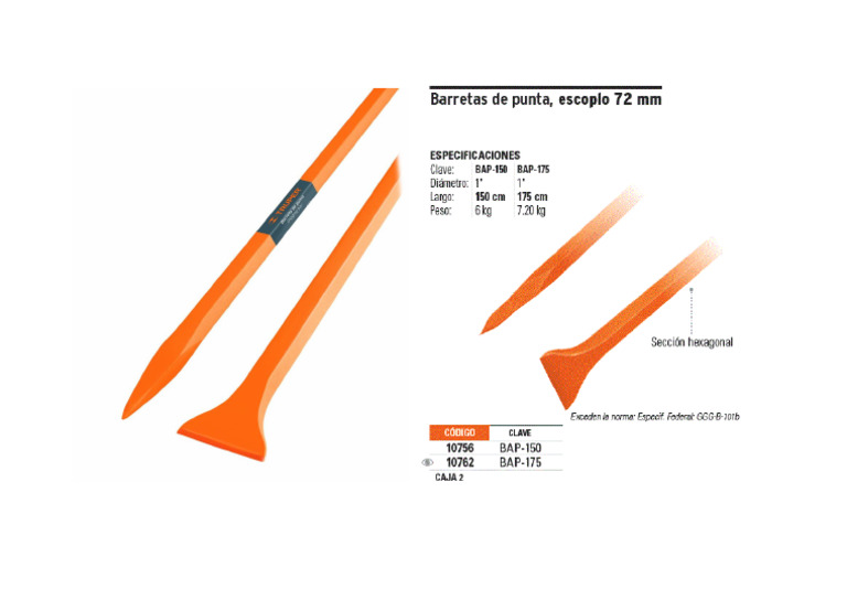 Ficha Tecnica - Barreta Truper (Naranja) | PDF