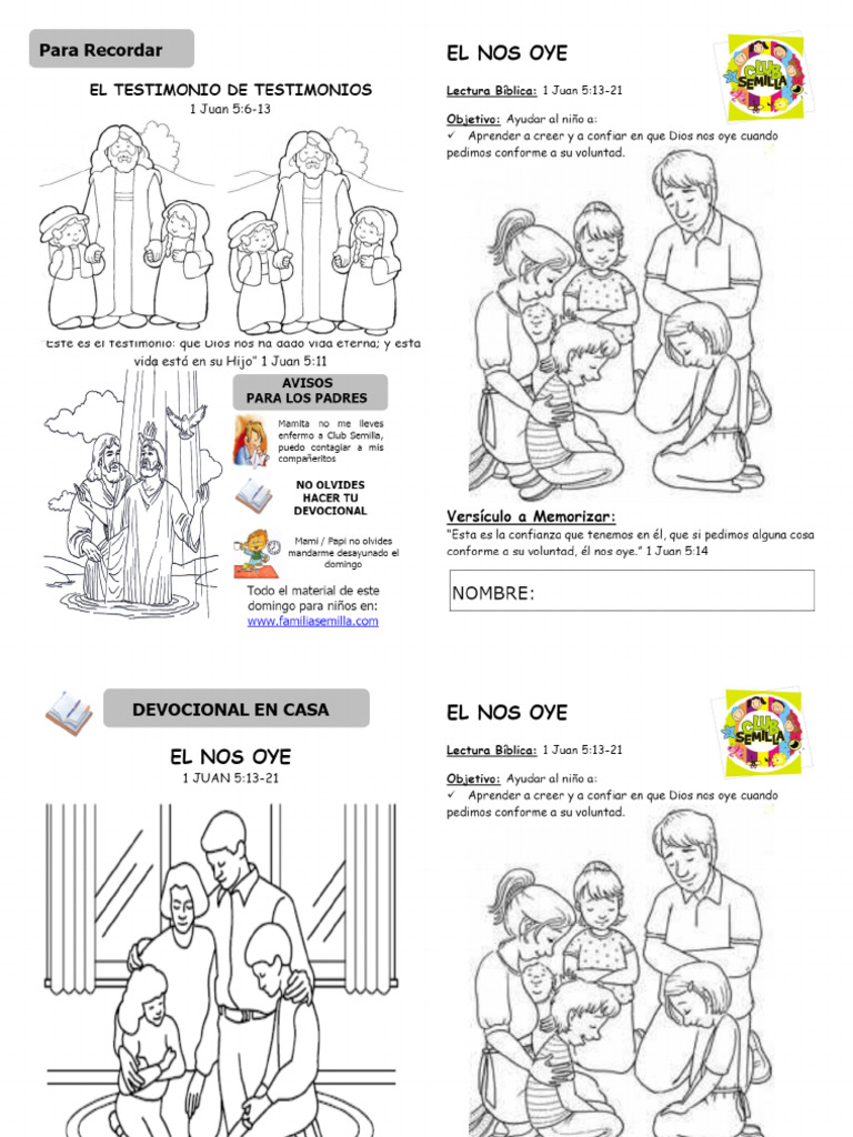 Actividades Ninos - 1 Juan 5 - 13b-21 | PDF