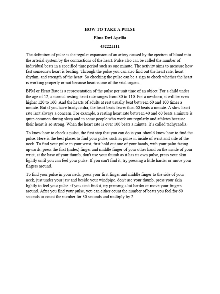 How To Take A Pulse Pdf