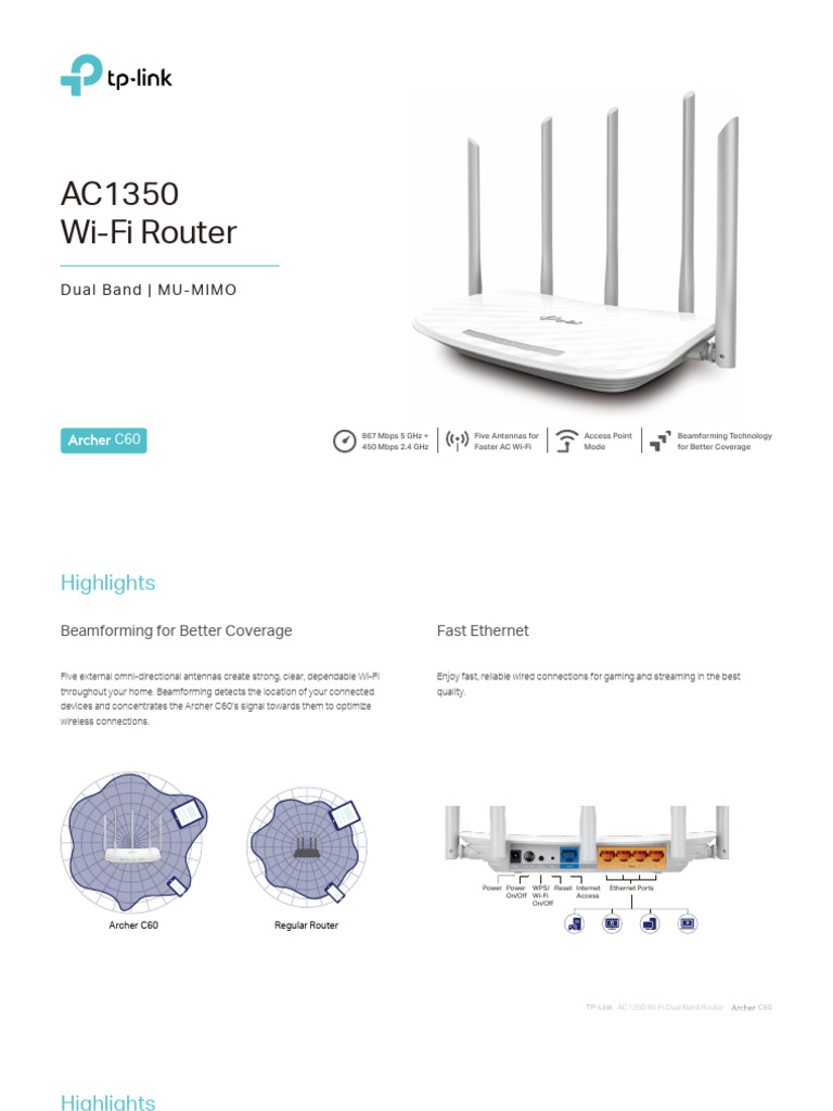 Archer C60 (EU&US) 3.0 - Datasheet | PDF | Technology & Engineering