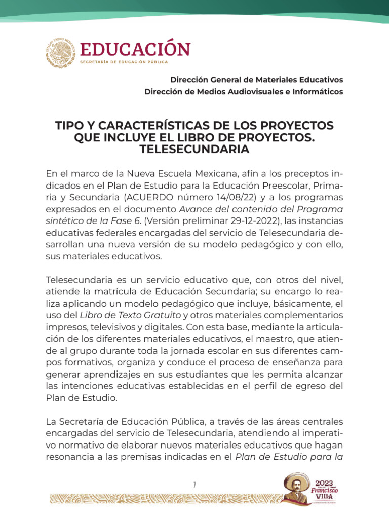 Documentos Rectores Plan 2022 Telesecundaria | PDF