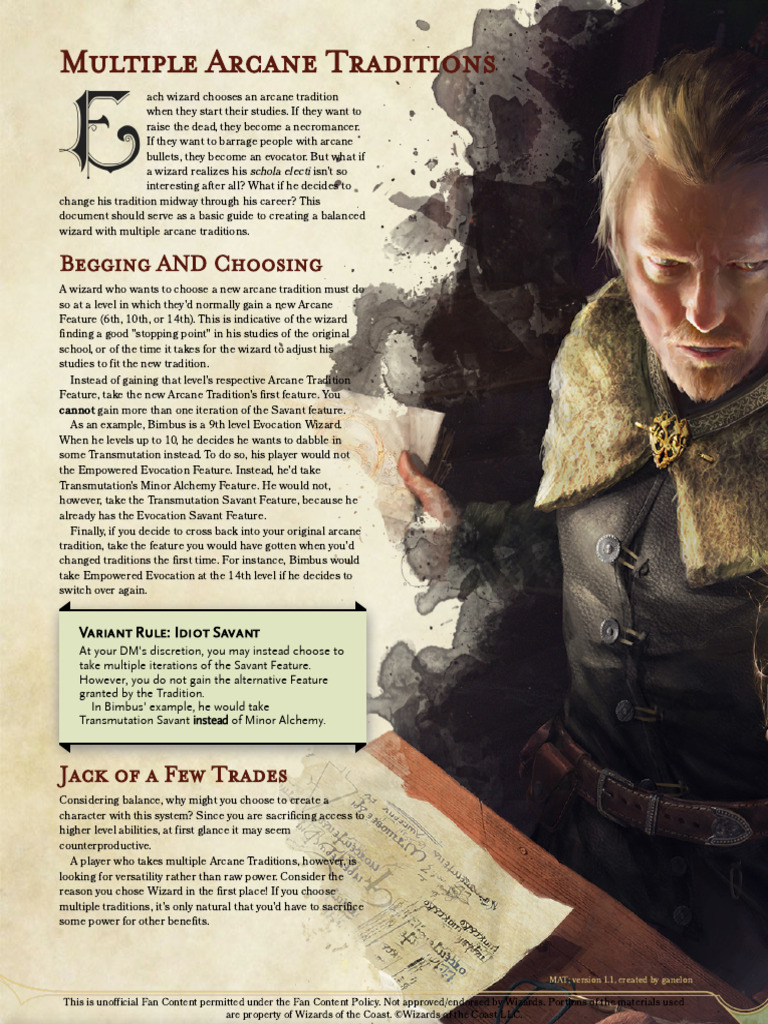 (Rule) Multiple Arcane Traditions - GM Binder | PDF | Gary Gygax Games ...