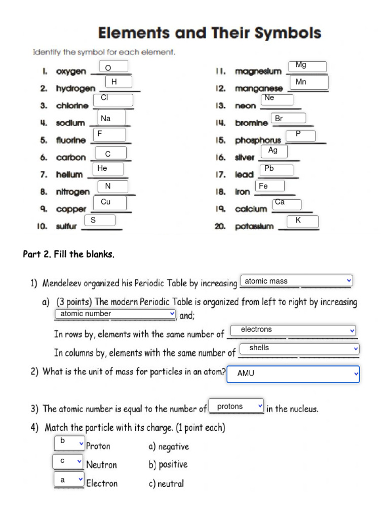 Periodic Table, Elements and Compounds. | PDF