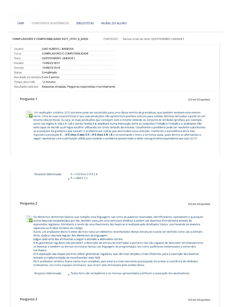 CC - Questionário I | PDF