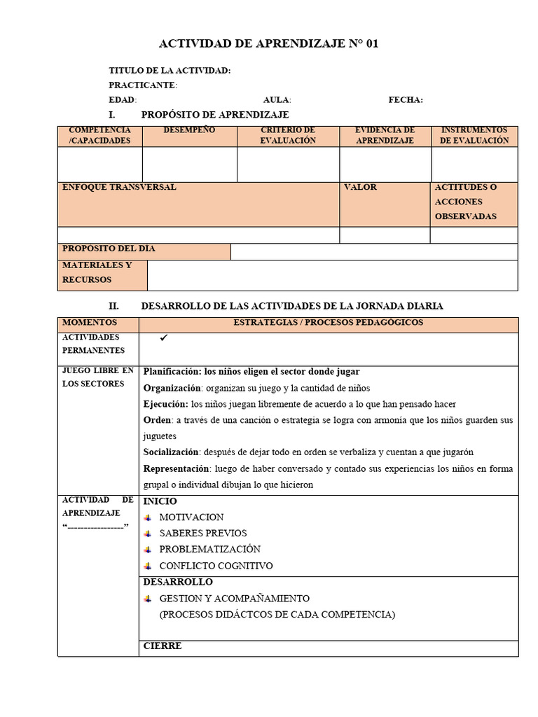 Modelo de Sesión de Aprendizaje | PDF