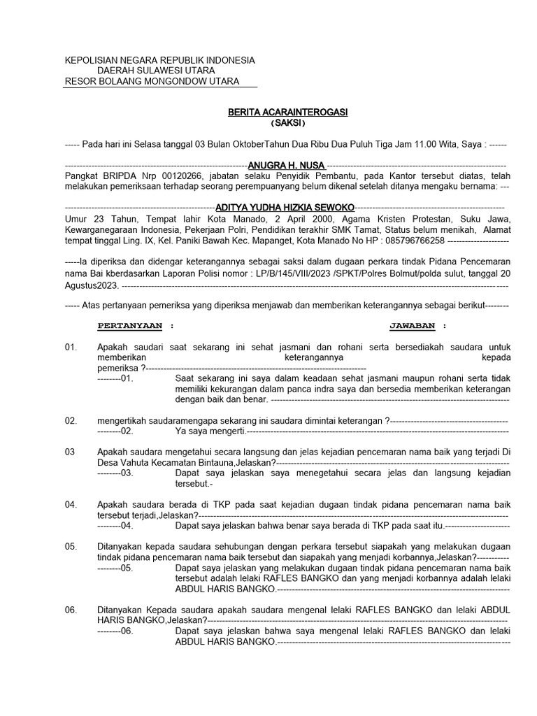 BAP POLISI ADITYA(1) | PDF