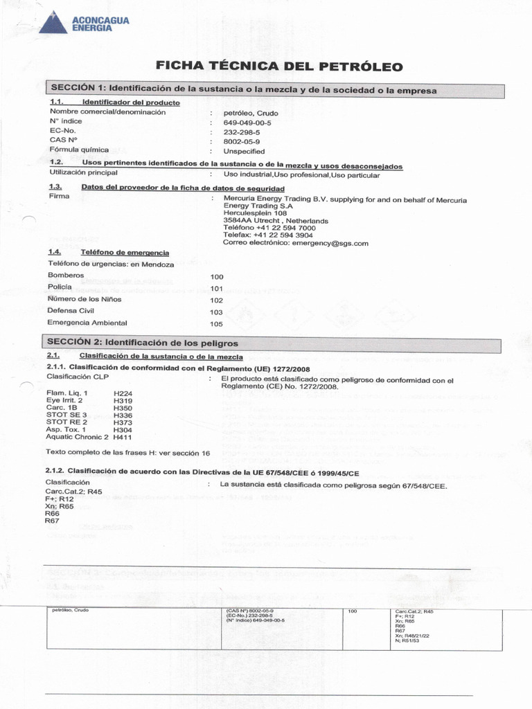 Ficha Tecnica PETROLEO CRUDO - 000038 | PDF