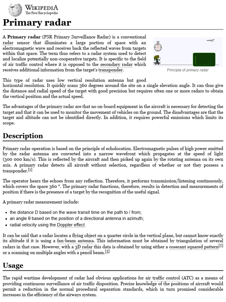 Primary Radar - Wikipedia | PDF | Radar | Telecommunications