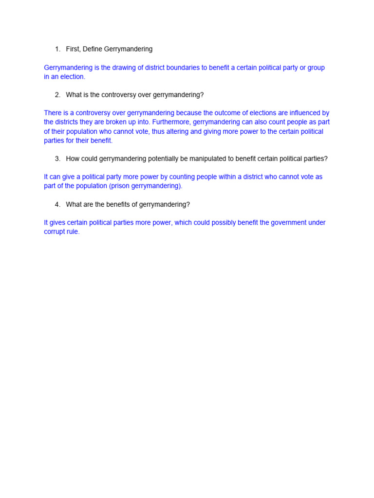 Gerrymandering and Redistricting - Alyssa Burris (1) | PDF