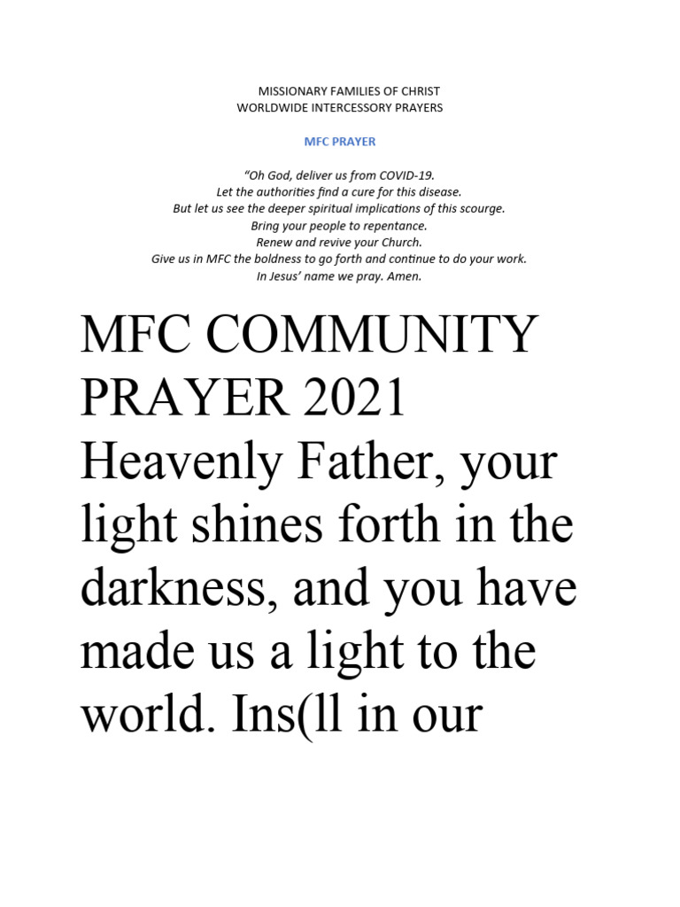 MFC Singles Prayer | PDF