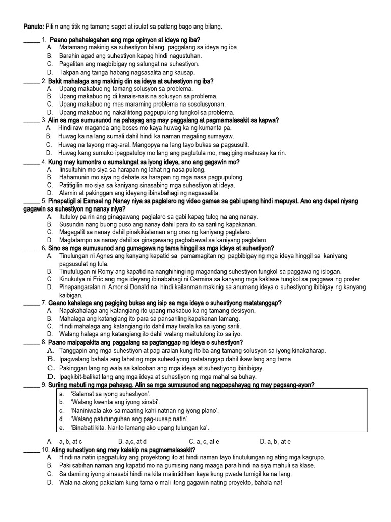 Esp Q4 WK4 Quiz | PDF
