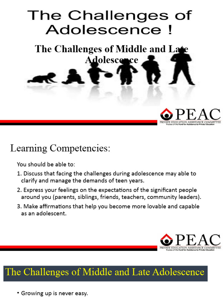 Lesson 4 The Challenges Of Middle And Late Adolescence Pdf