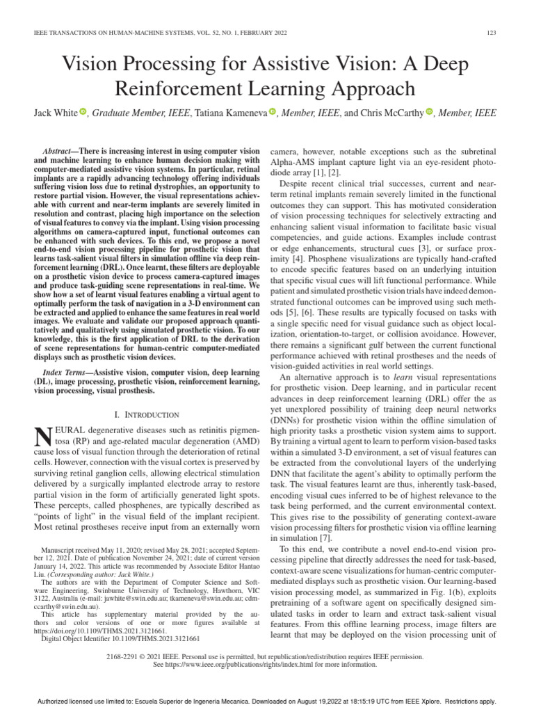 Vision Processing For Assistive Vision A Deep Reinforcement Learning ... Vision Processing For Assistive Vision A Deep Reinforcement Learning ...
