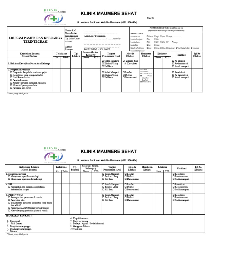 Edukasi Pasien Dan Keluarga Terintegrasi | PDF