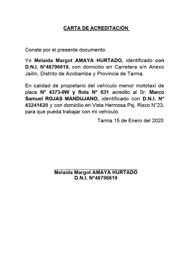 Carta de Acreditacion | PDF