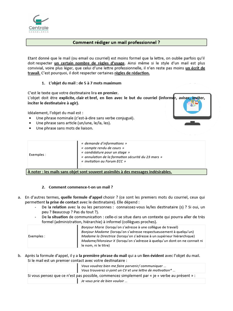 Comment Rédiger Un Mail Pro | PDF