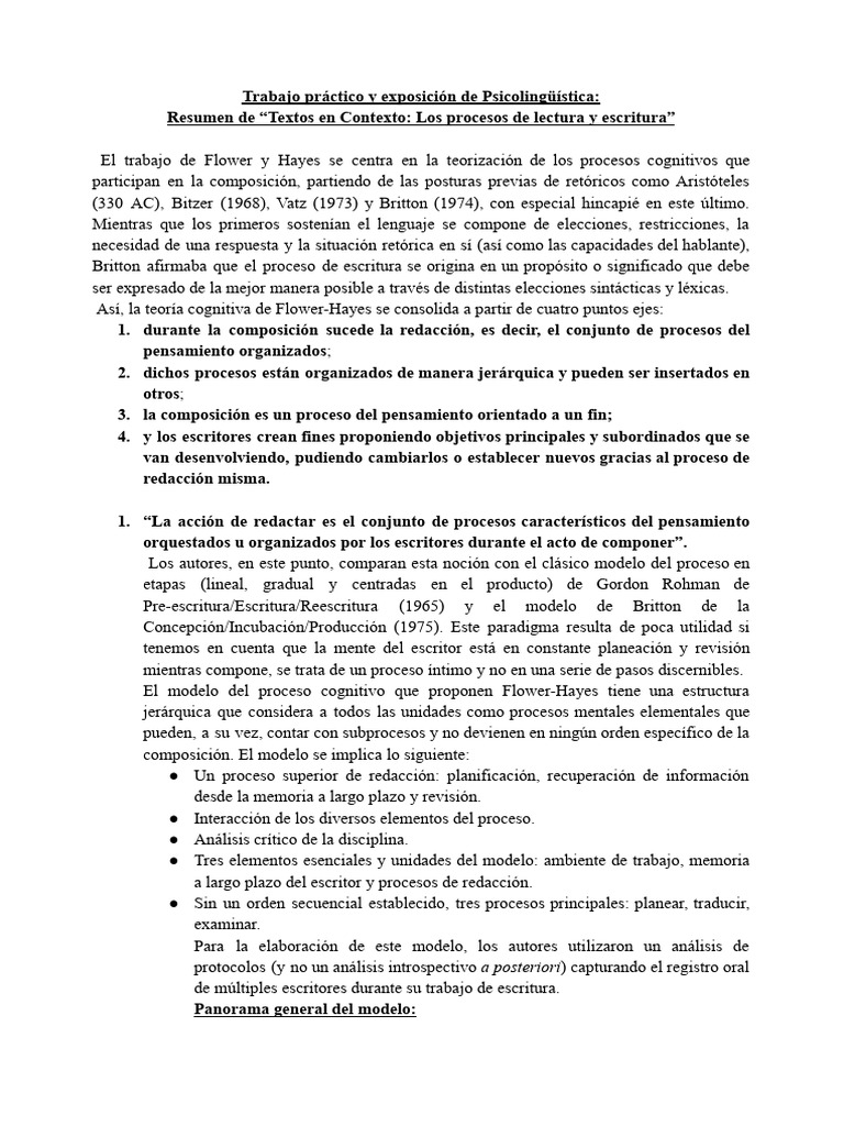 Resumen - Textos en Contexto - Flower&Hayes | PDF
