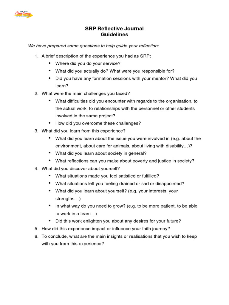 Guidelines For SRP Reflective Journal With Link | PDF | Cognition ...