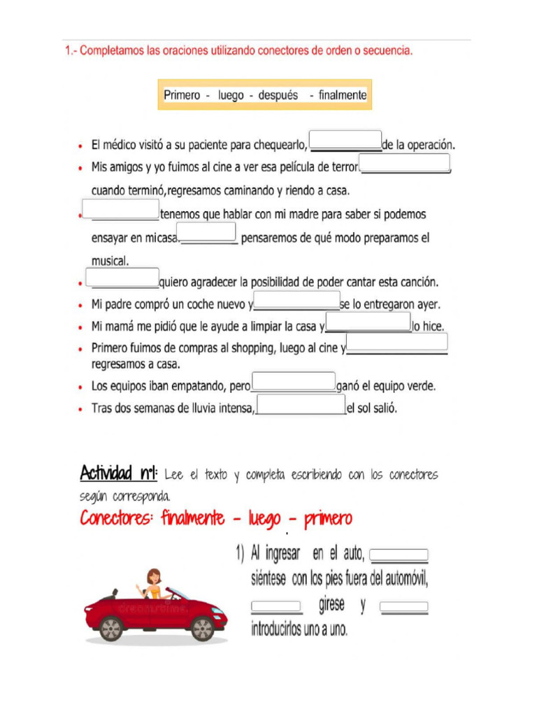 Ejercicios Conectores de Orden | PDF Ejercicios Conectores de Orden | PDF