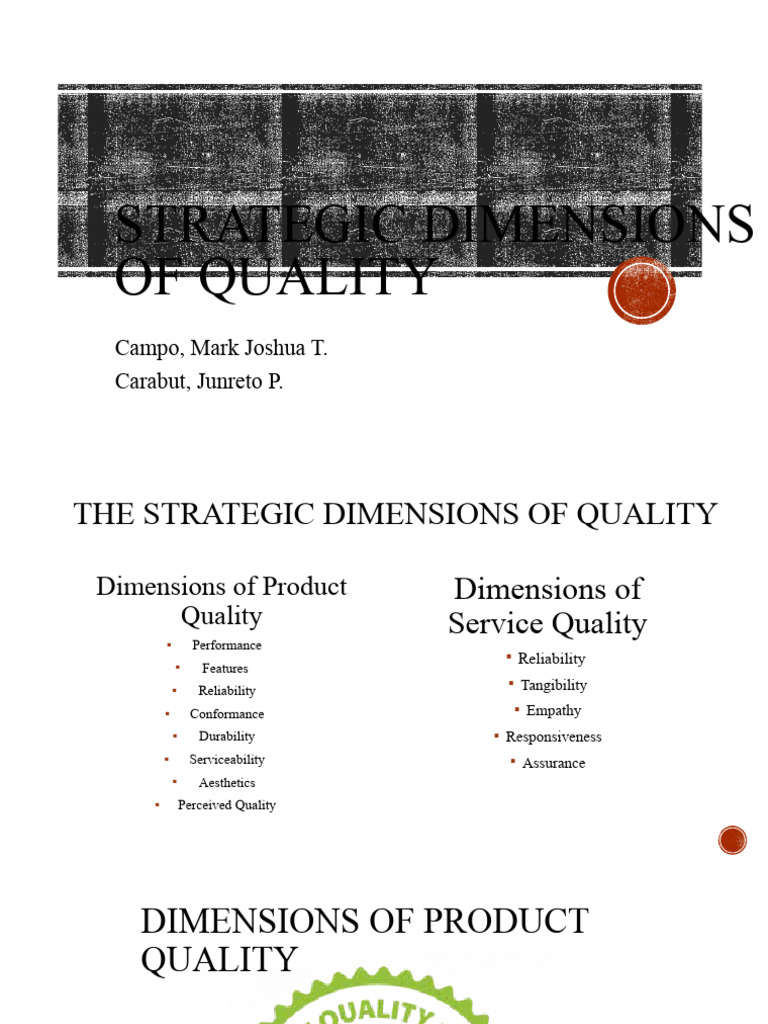 Strategic Dimensions of Quality | PDF | Customer | Reliability Engineering
