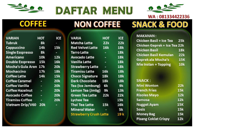 Daftar Harga Menu 240923 | PDF