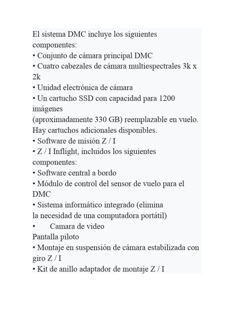 El Sistema DMC Incluye Los Siguientes Componentes | PDF