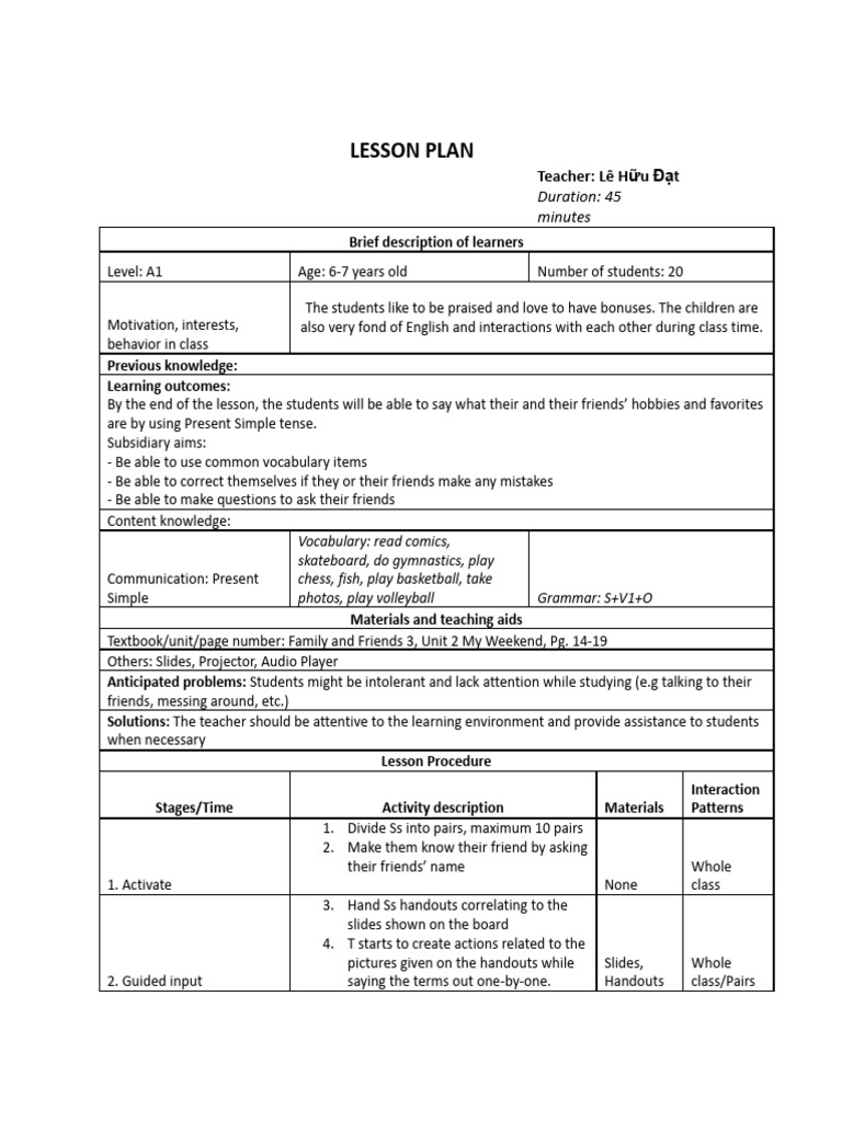 Lesson Plan Development 10% | PDF