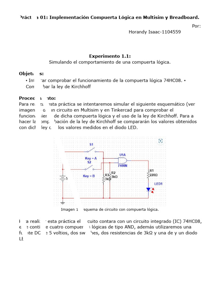 Simulación de Compuerta AND 74HC08 en Tinkercad | PDF