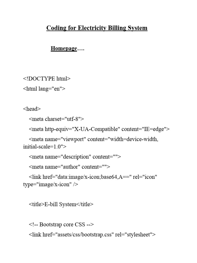 Coding for Electricity Billing System | PDF