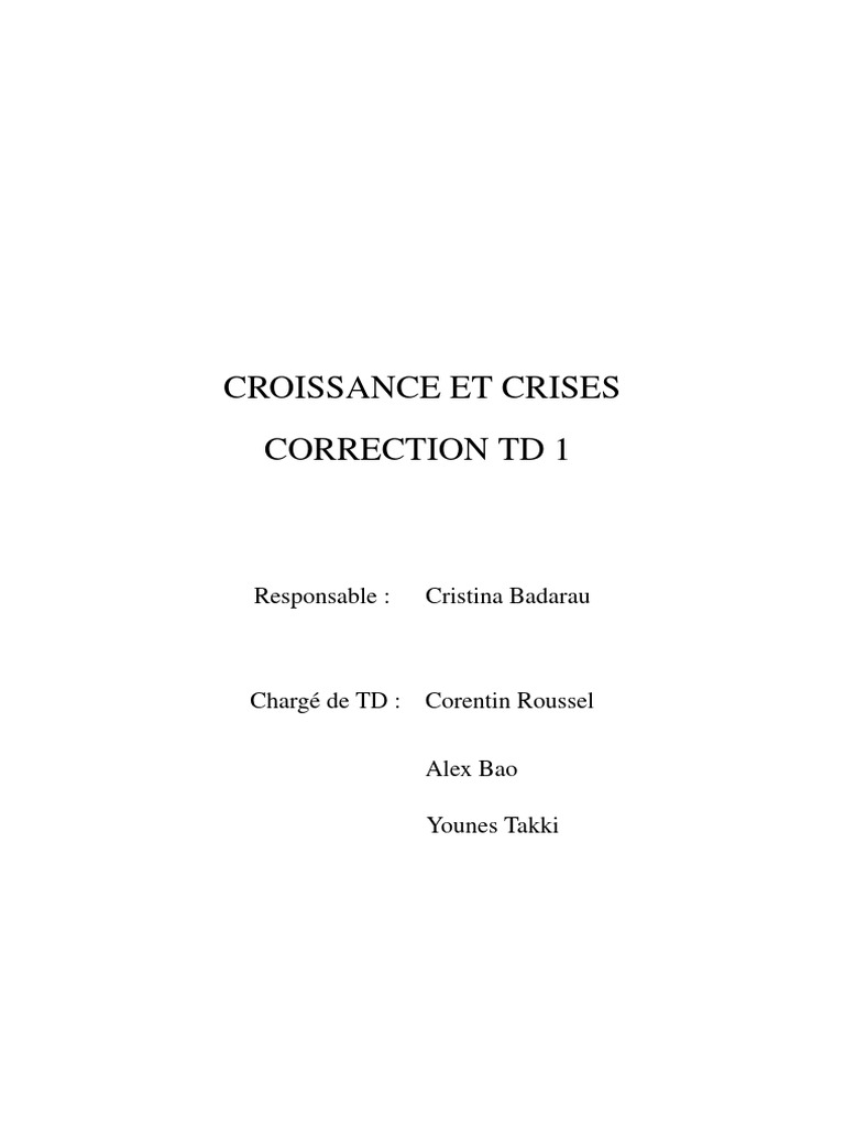 Correction Calcul TD 1 2 3 | PDF | Changement technologique | Croissance économique