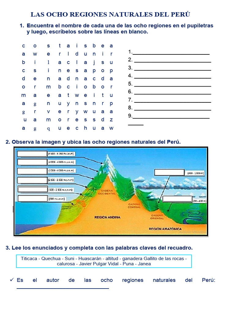 Las Ocho Regiones Naturales Del Perú | PDF | Perú