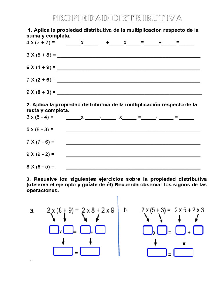 Propiedad Distributiva | PDF | Métodos y materiales de enseñanza