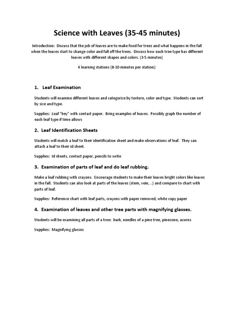Science With Leaves | PDF | Home & Garden