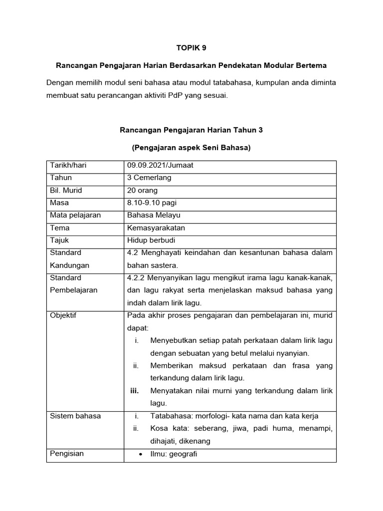 BMMB3063 RPH Seni Bahasa | PDF