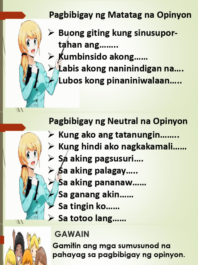 Aralin 2,1 (Opinyon) 4 | PDF