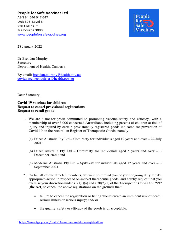 Letter To Secretary Dept of Health | Download Free PDF | Clinical Trial ...