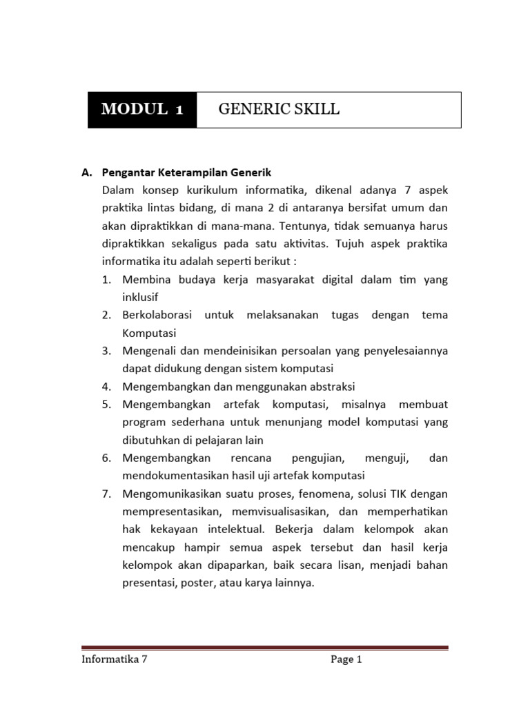 Modul - 1 - Generic Skill | PDF