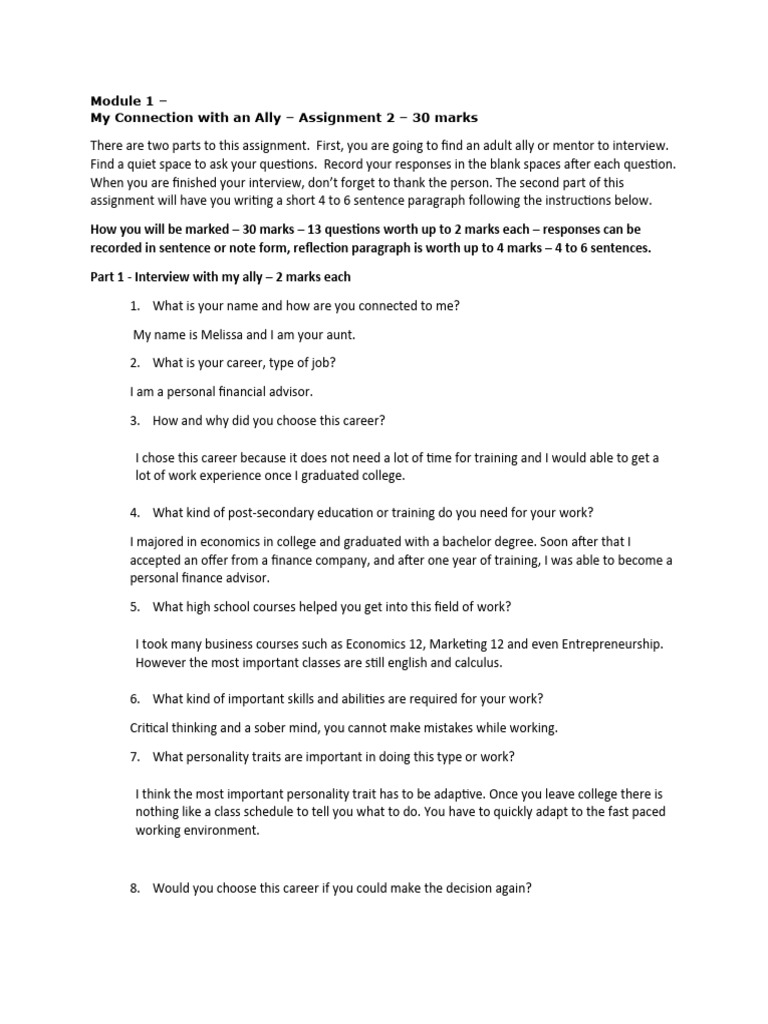 Assignment 2 - Ally Connection | PDF | Question | Cognition